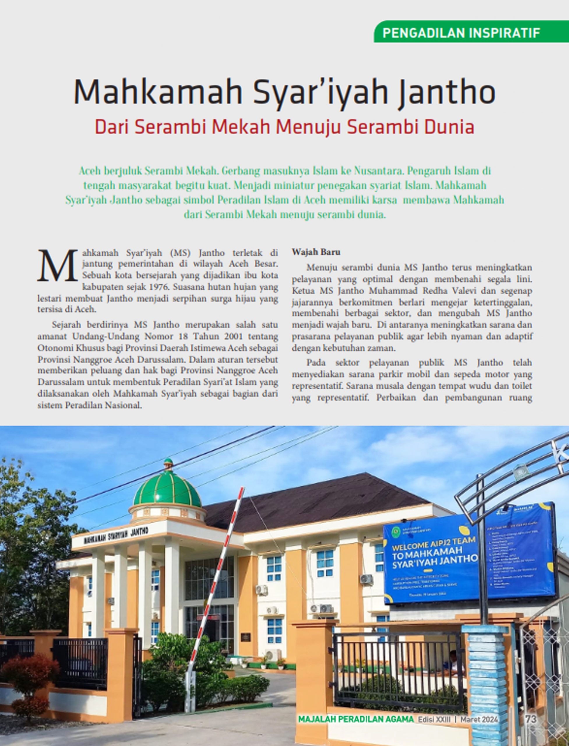 Mahkamah Syar’iyah Jantho Dari Serambi Mekah Menuju Serambi Dunia ...